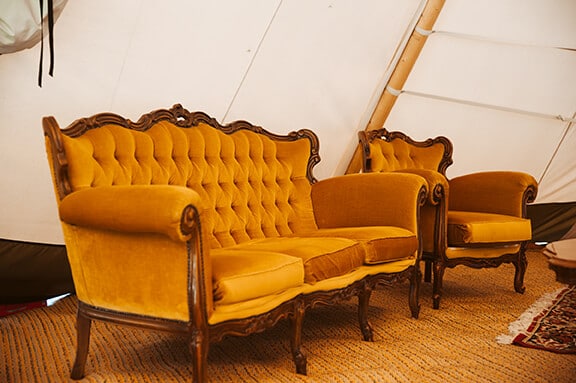 Vintage Lounge Setting - Mustard - Scenic Rim HIRE