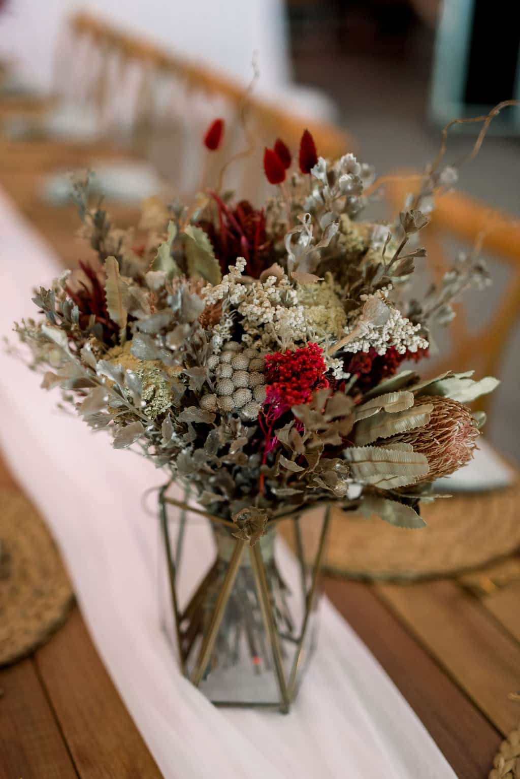 Gold Geometric Centerpieces - Scenic Rim HIRE